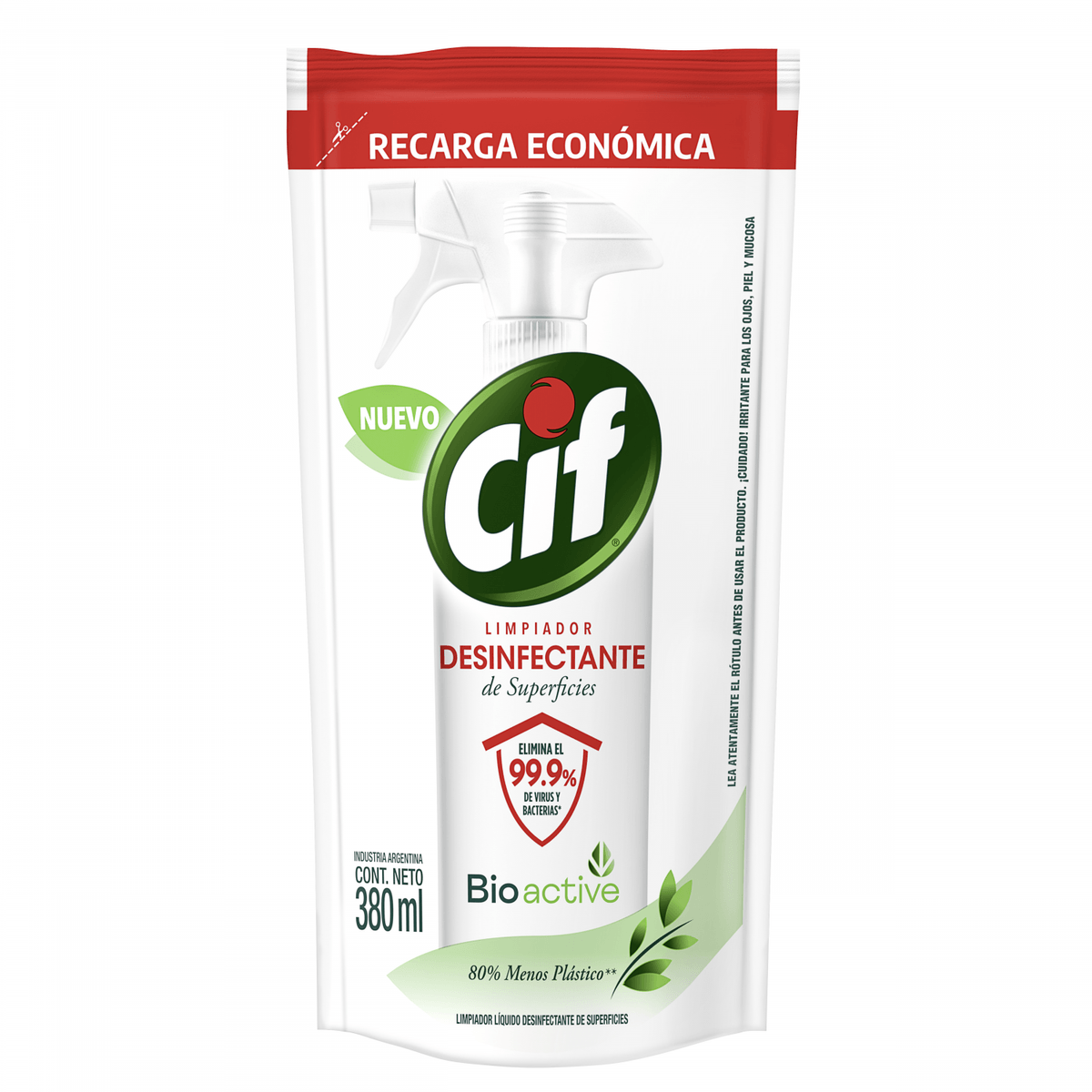 Limpiador Líquido Desinfectante De Superficies Cif Original 380 Ml ...