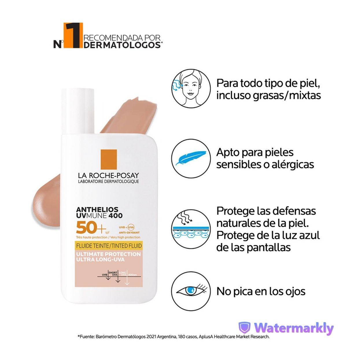 Protector Solar La Roche Posay Athelios Uv Mune 400 Fluido Invisible ...